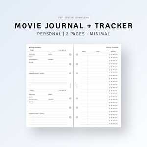 Personal Movie Tracker Movie Journal Printable TV Series - Etsy