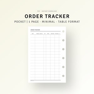 Order Tracker Printable Pocket Size Inserts Online Shopping | Etsy