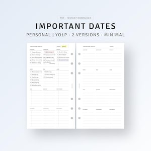 important dates to remember template