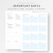 Yearly Important Dates Printable A4/letter Inserts, Fillable Year at A ...