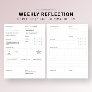 Weekly Reflection Template Printable HP Classic Inserts, Week in Review ...
