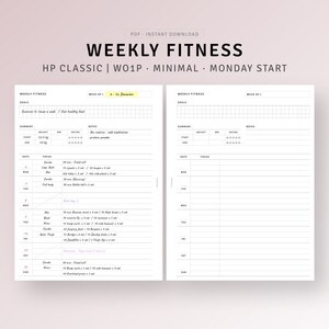 Weekly Fitness Tracker Printable HP Classic Inserts, Health Exercise ...