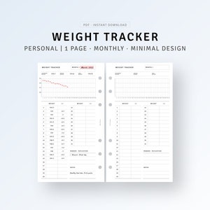 Weight Loss Tracker Template Printable Personal Inserts - Etsy