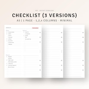 A5 Inserts, Checklist Template Printable Get It Done List Page, Weekly ...
