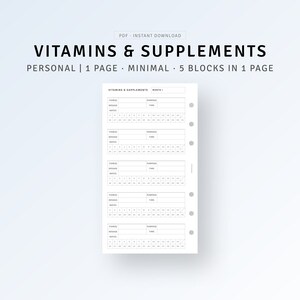 Personal Vitamin and Supplement Tracker Medication Log | Etsy