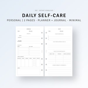 Personal, Self Care Planner Journal Template Printable Daily Reflection ...