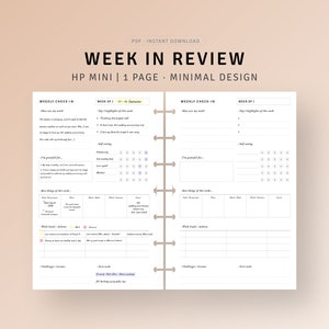 Weekly Reflection Journal Printable HP Mini Inserts, Weekly Review ...