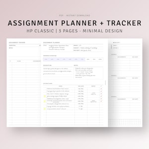 Assignment Planner Printable HP Classic Ring Inserts, Homework Tracker for Student, College ...