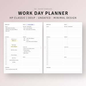 Daily Work Planner Printable HP Classic Inserts, Personal Schedule ...