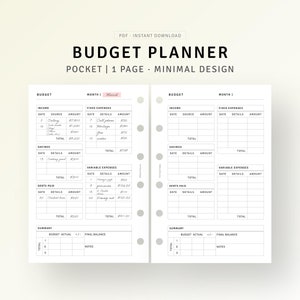 Monthly Budget Planner Printable Pocket Size, Income Expense Tracker ...
