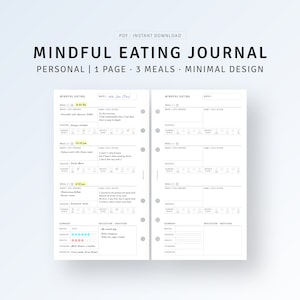 Personal, Mindfulness Eating Food Log Tracker, Intuitive Eating Habit ...
