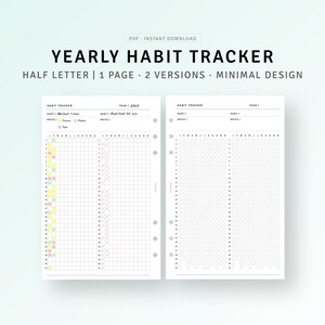 Yearly Habit Tracker Printable Half Letter Inserts, A Year in Pixel ...