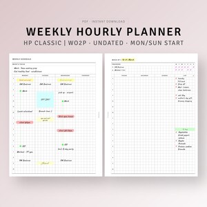 HP Classic Printable Weekly Schedule Organizer, Undated Weekly Hourly ...