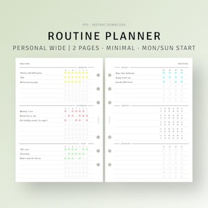 Routine Tracker Printable Personal Wide Inserts, Daily To-do List ...