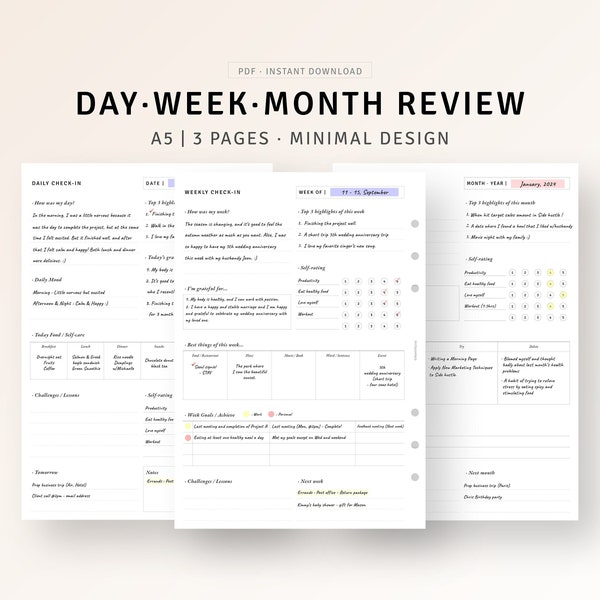 Weekly Review Digital Template - Etsy