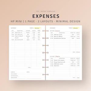 Expense Tracker Printable HP Mini Inserts, Spending Organizer, Personal Expense, Finance Planner ...
