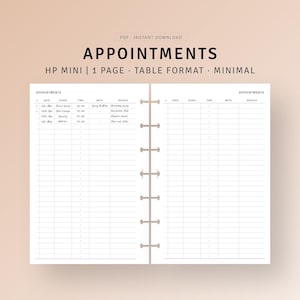 Appointments Tracker Printable Happy Planner Mini Inserts, Appointment ...