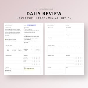Daily Reflection Journal HP Classic Inserts Printable Day Self-care ...