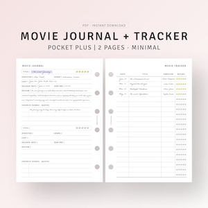 Movie Journal Printable Movie Tracker Pocket Plus Inserts, TV Series ...