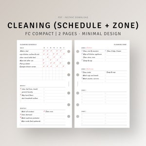 House Cleaning Template Printable FC Compact Inserts, Daily Weekly ...