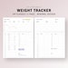 Weight Loss Tracker Printable HP Classic Inserts, Pounds Lost Chart ...
