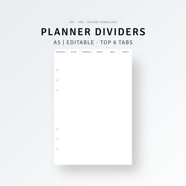 A5 Planner Dividers - Etsy