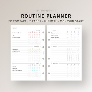 Routine Planner Printable FC Compact Inserts Monthly Routine - Etsy