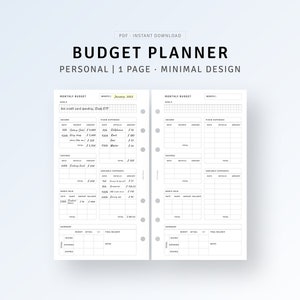 Personal, Monthly Budget Planner Printable Income and Expense Tracker ...
