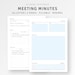 Meeting Notes Printable A4/letter Planner Inserts, Work Project ...