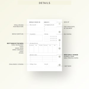 Weekly Review Pocket Planner Inserts Printable Week Reflection Journal ...