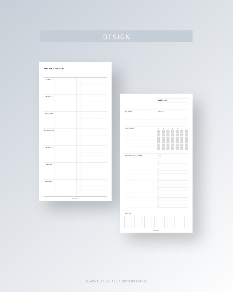 Undated Weekly Planner Inserts | Weekly Overview Template, TN Standard ...