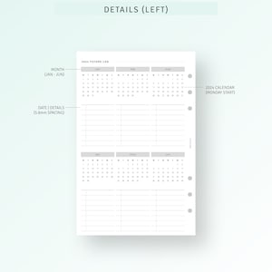 2024 Future Log Half Size Printable Inserts, Annual Birthday Event ...