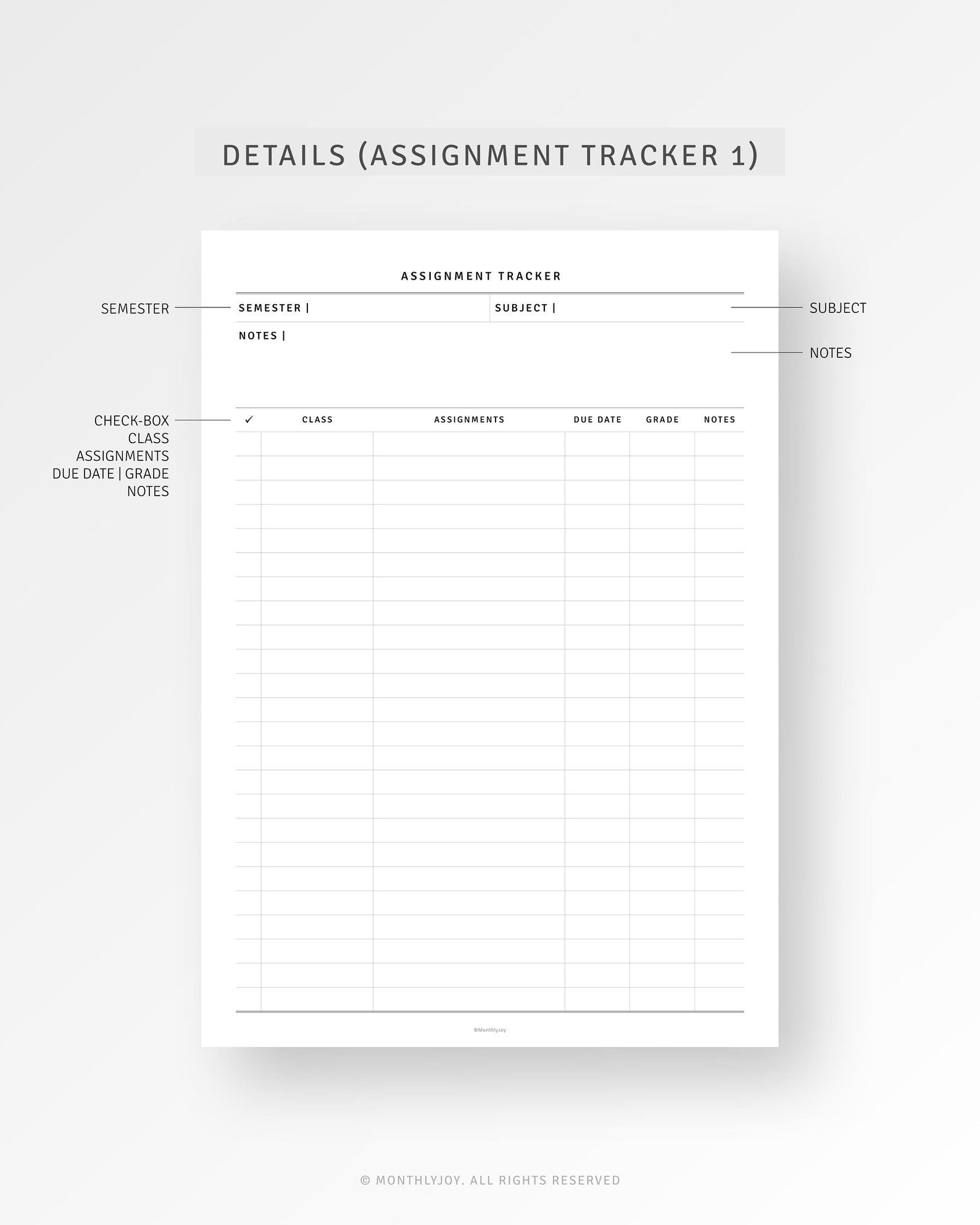 Assignment Planner Printable A4/letter Inserts PDF, Student Homework ...