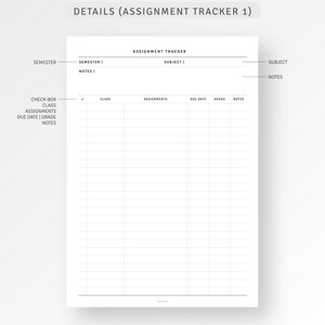 Assignment Planner Printable A4/letter Inserts PDF, Student Homework ...