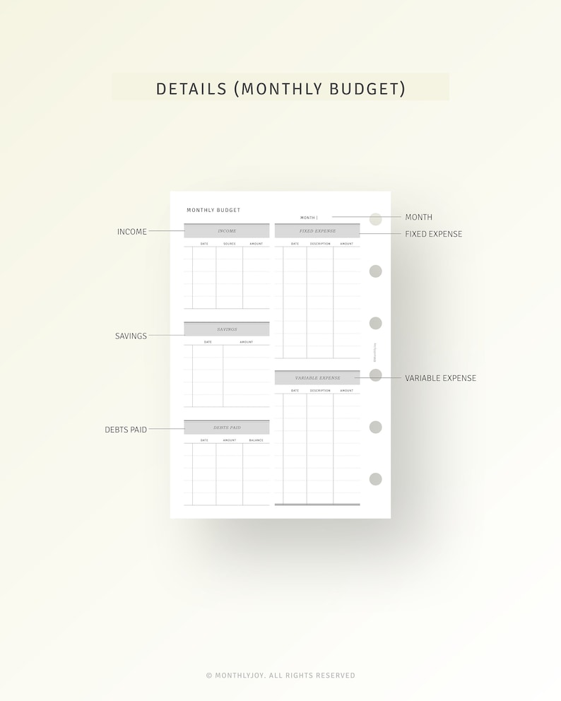 Printable Budget Planner Pocket Size Inserts, Bill Organizer Template ...