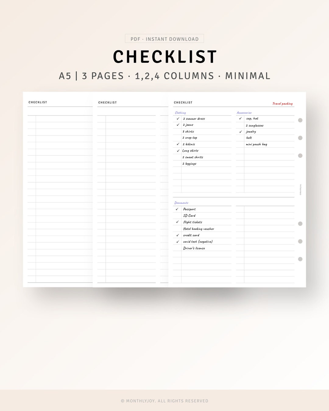 A5 Inserts Checklist Template Printable Get It Done List - Etsy