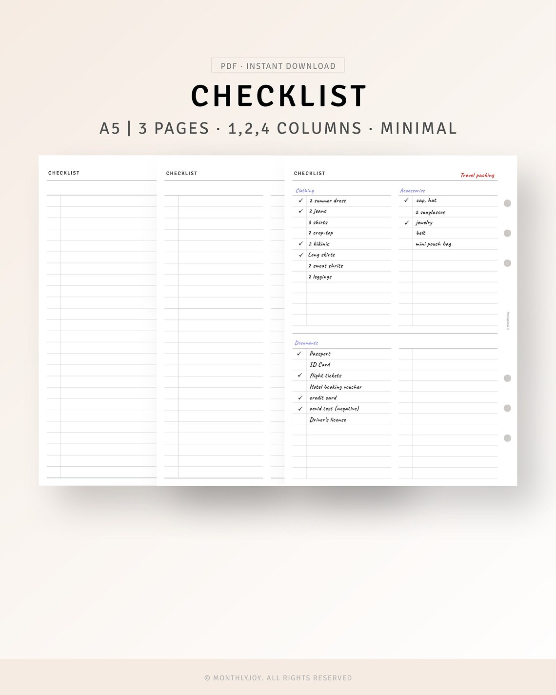 A5 Inserts Checklist Template Printable Get It Done List - Etsy