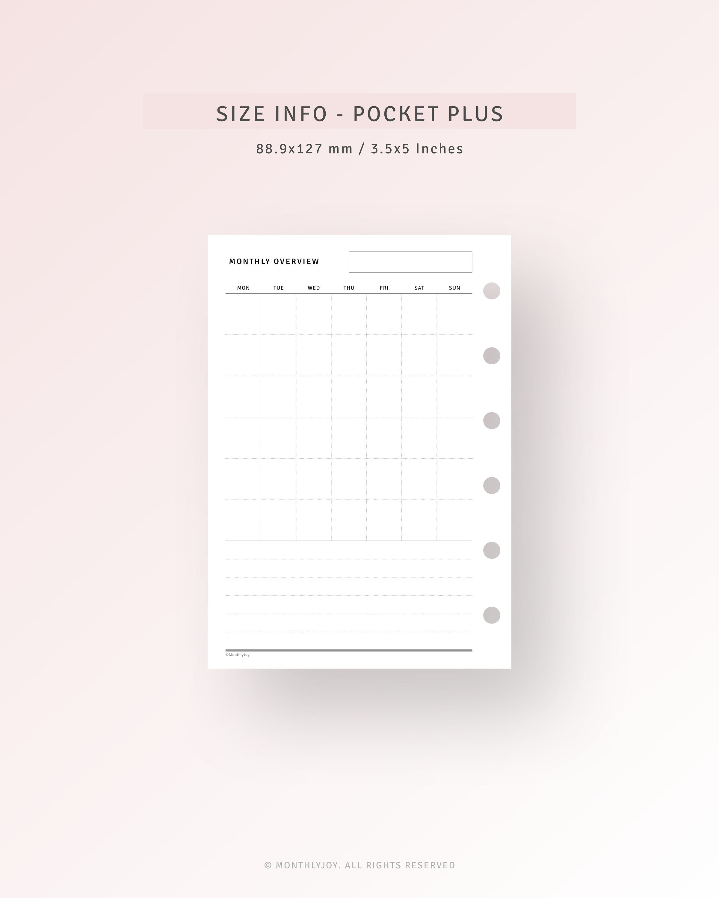 Monthly Overview Planner Printable Pocket Plus Inserts MO1P - Etsy
