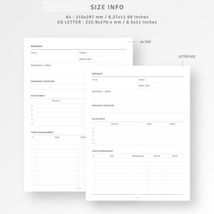 Project Planner Printable A4/letter Inserts, Work Project Management ...
