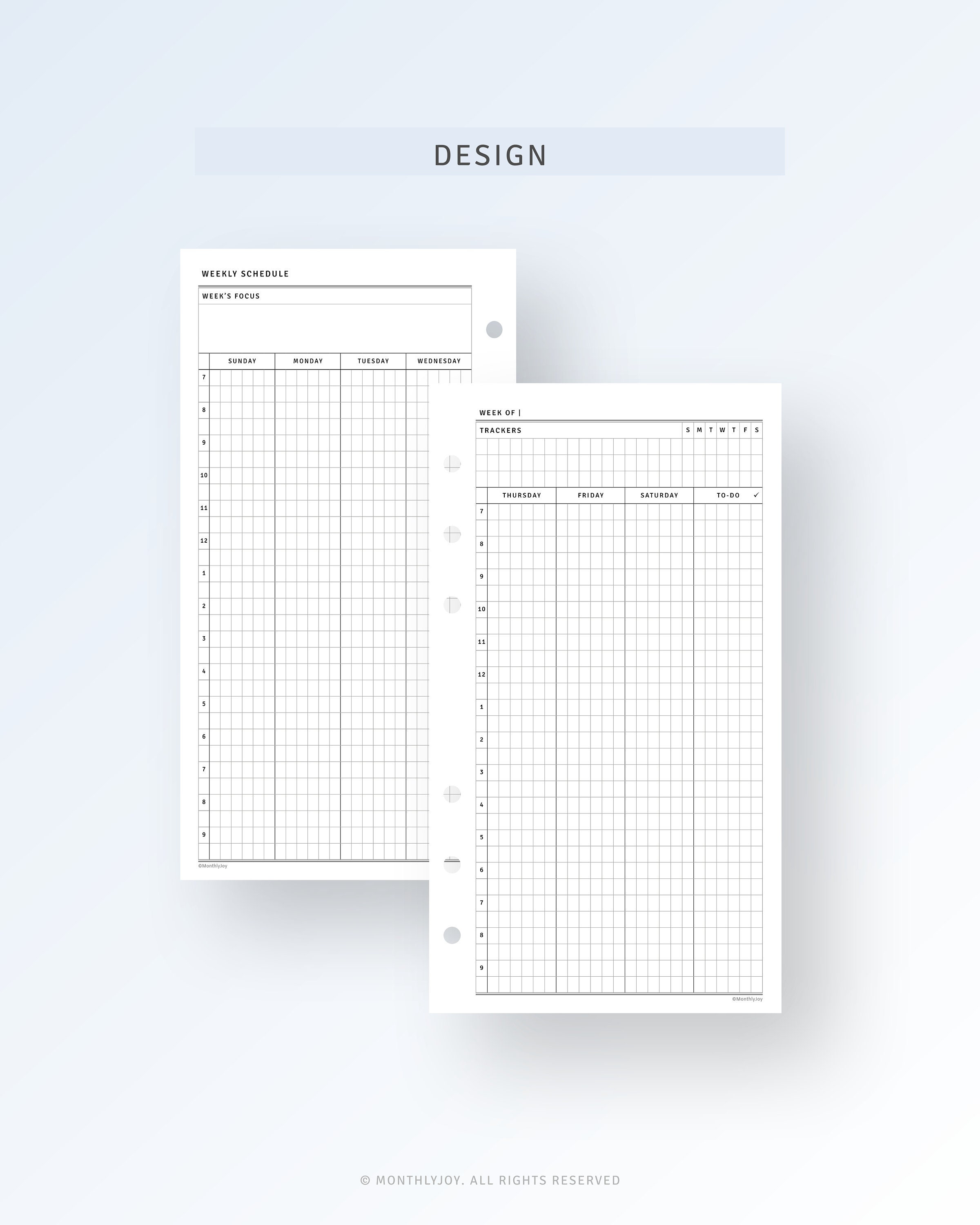 Personal Printable Weekly Schedule Template Weekly Hourly - Etsy