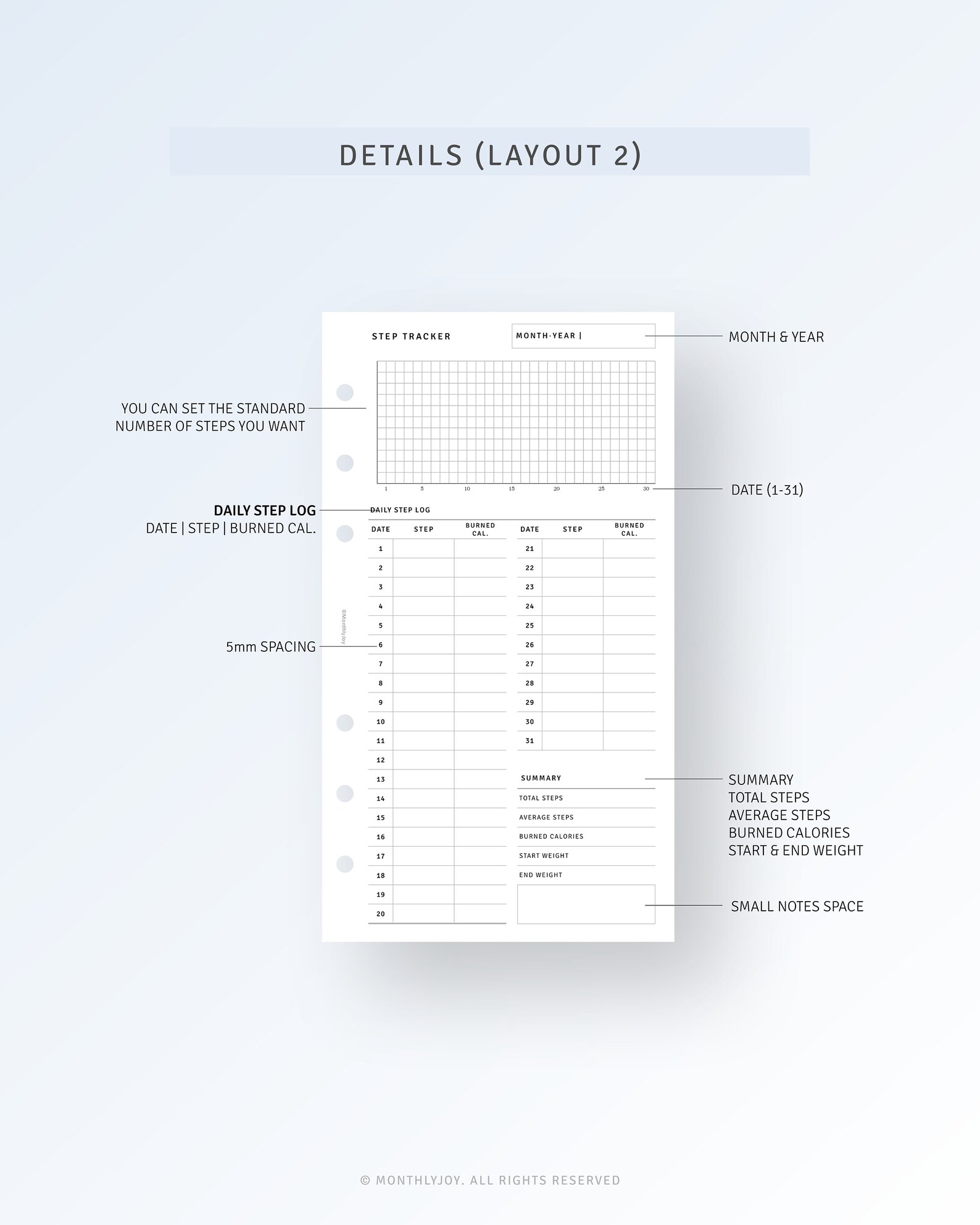 Walking Log Journal Printable Personal Size Inserts Step Log - Etsy