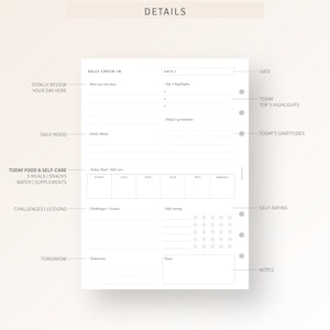 Daily Review Reflection Journal A5 Planner Inserts Printable Daily ...