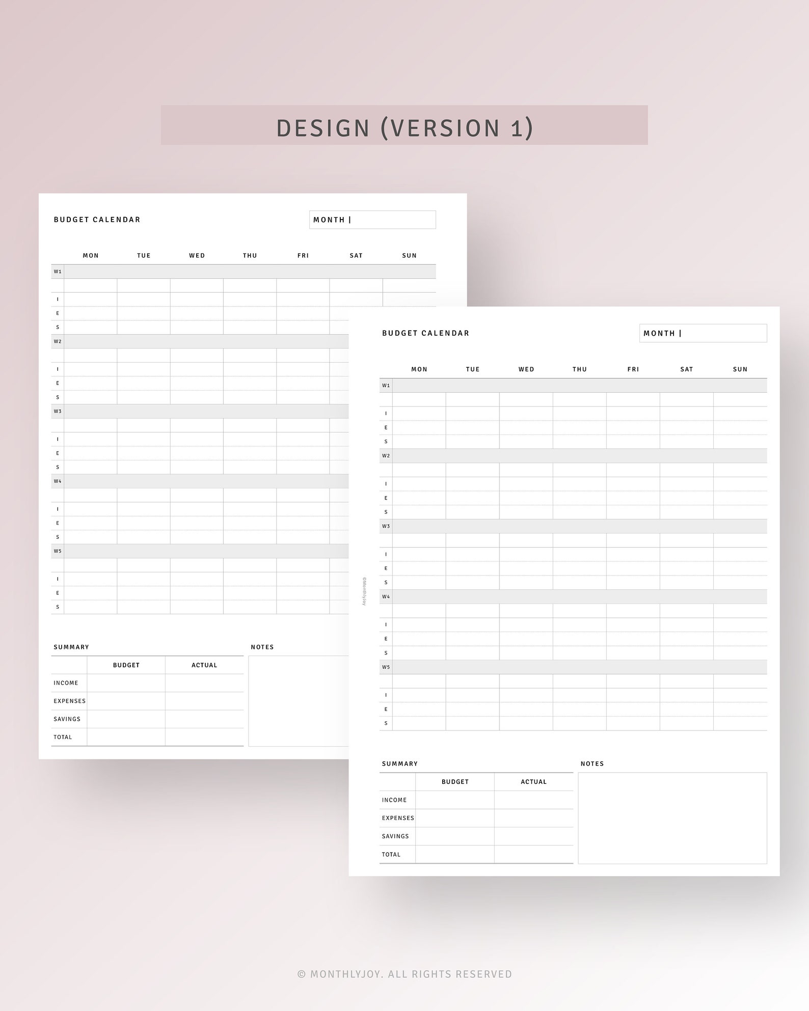 Budget Planning Calendar Printable HP Classic Size, Income Expense ...