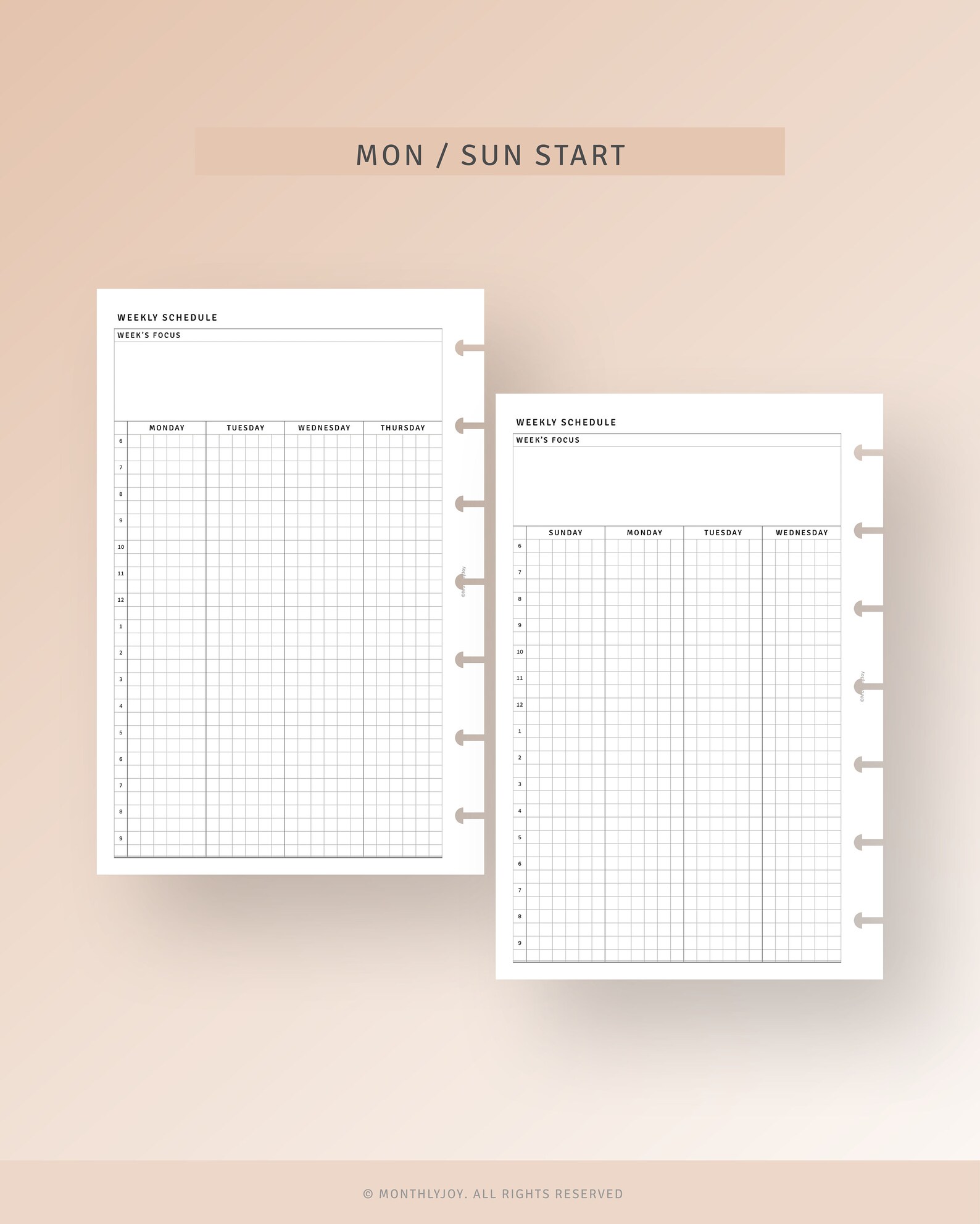 Weekly Schedule Organizer Printable HP Mini Inserts, Undated Weekly ...
