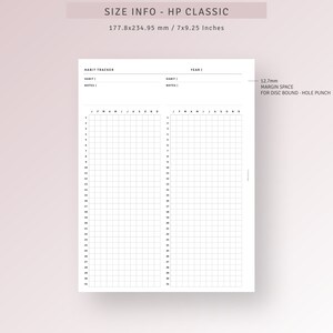 Habit Tracker Printable HP Classic Ring, A Year in Pixel, Daily Routine ...