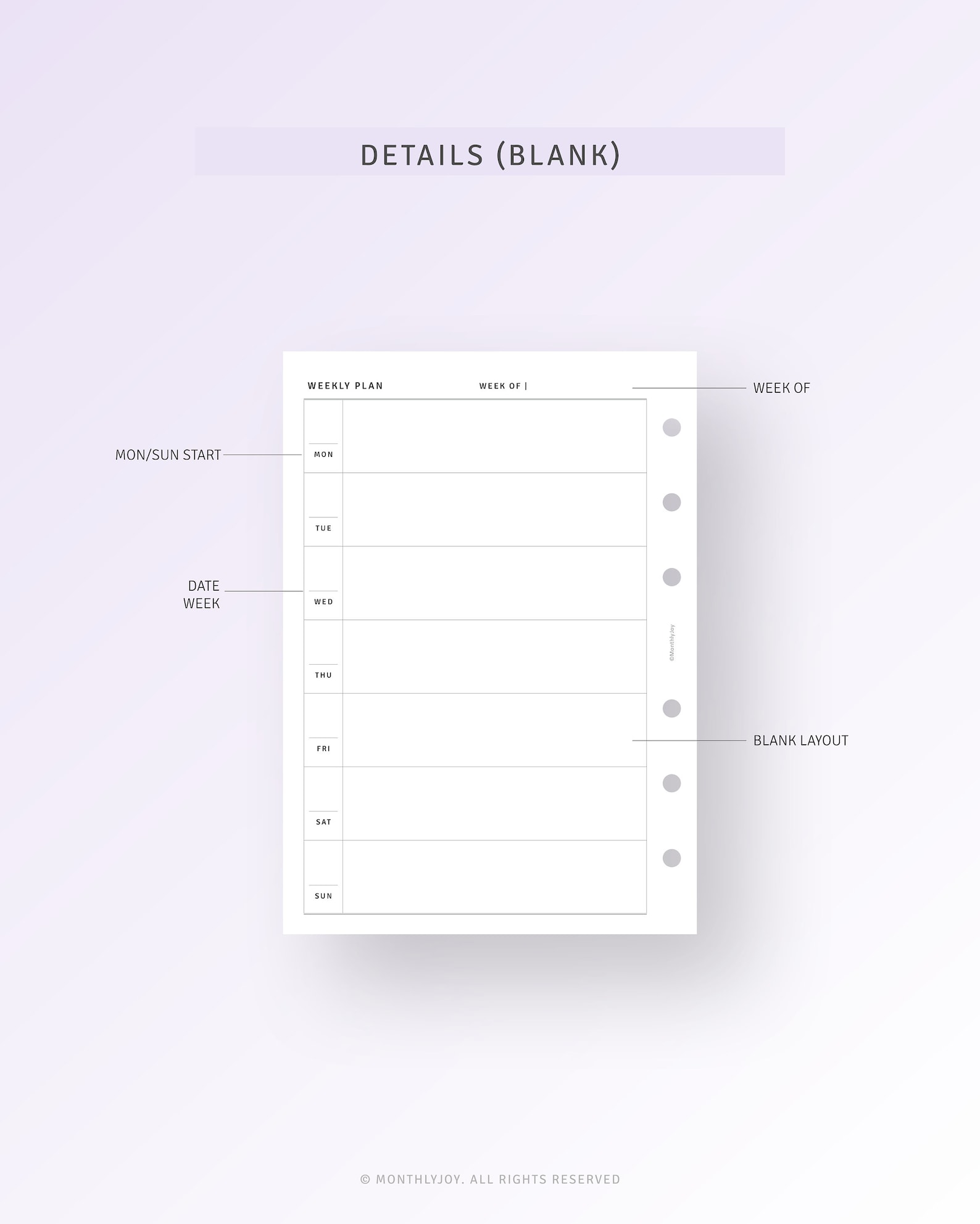 A6, Undated Weekly Planner Printable Week on One Page, Weekly Agenda ...