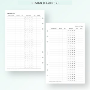 Subscription Tracker Printable Half Size Inserts, Membership Checklist ...