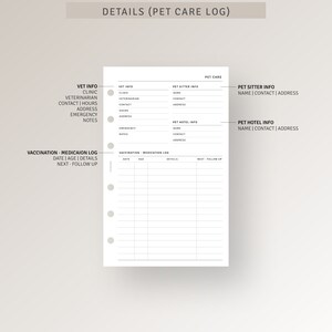 Pet Planner Printable FC Compact Inserts, Cat Puppy Health Records, Pet ...