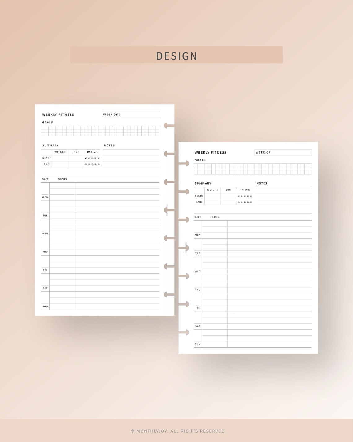 Daily Fitness Tracker Printable HP Mini Inserts, Workout Calendar ...
