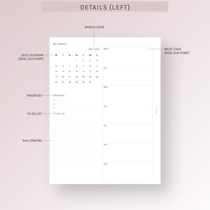 2025 Weekly Calendar Printable HP Classic Inserts, Schedule Organizer ...